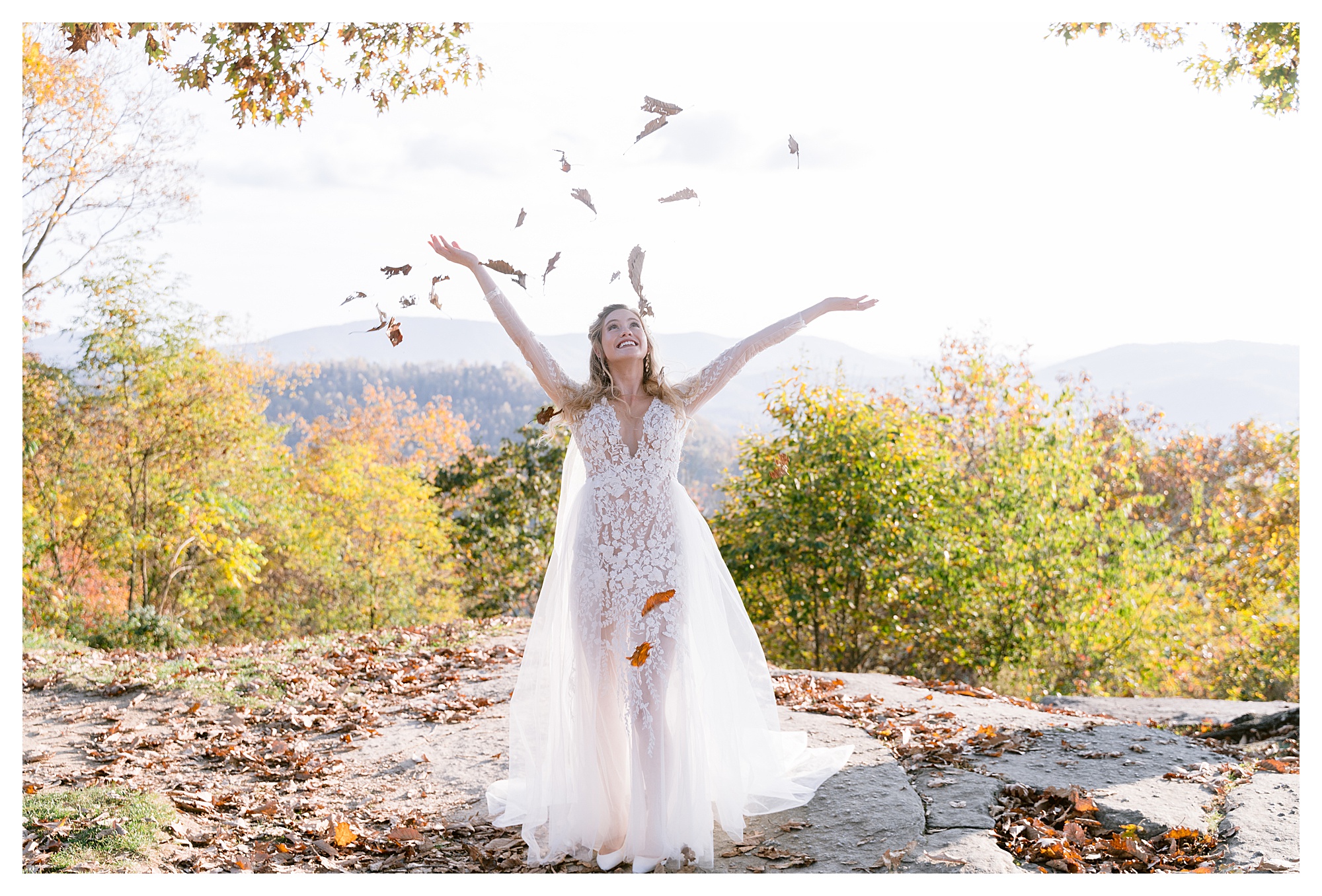 Fall Elopement at Jump Off Rock with their Immediate Family | Asheville ...