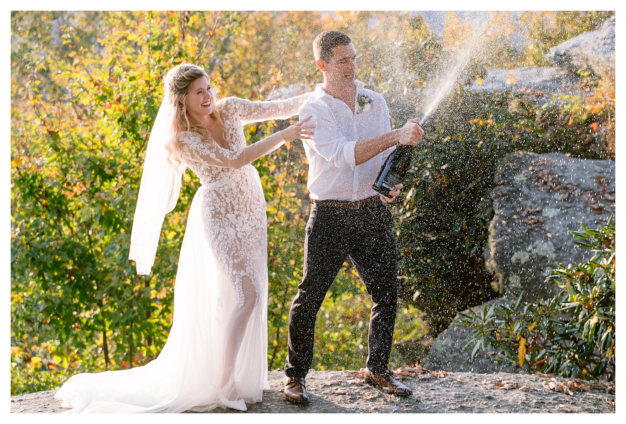 Fall Elopement at Jump Off Rock with their Immediate Family | Asheville ...