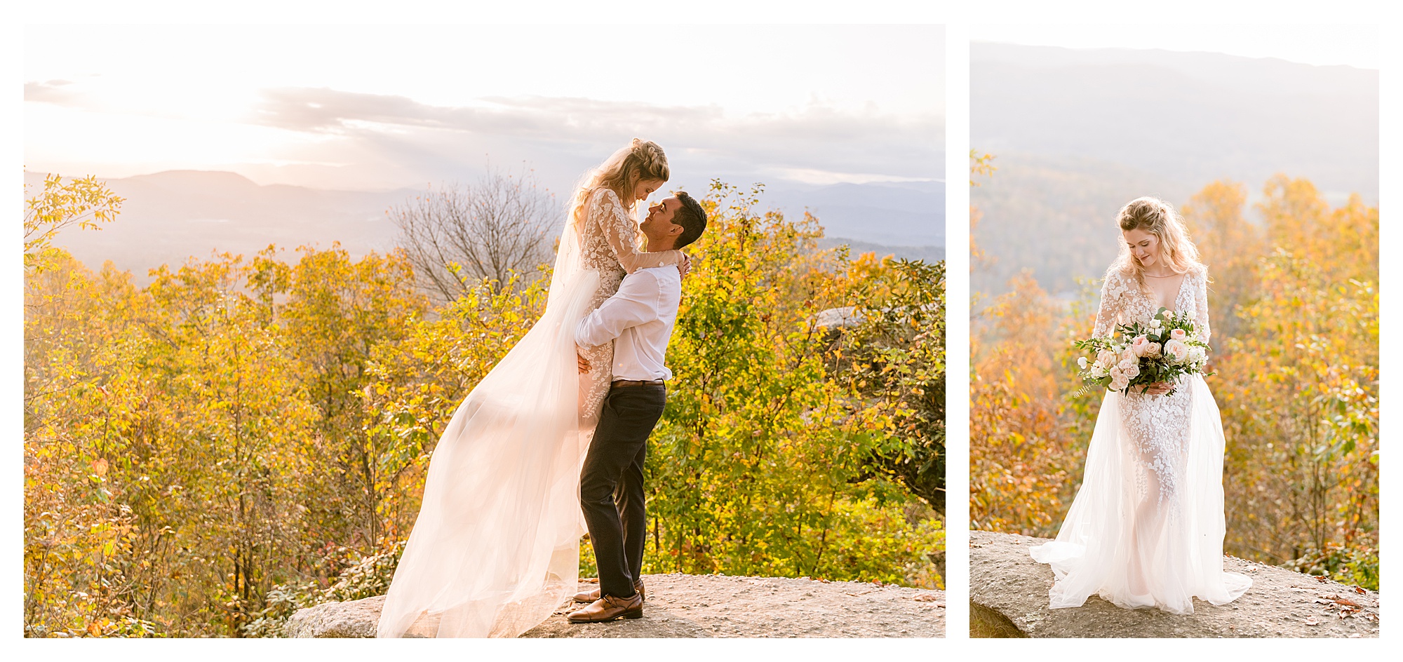 Fall Elopement at Jump Off Rock with their Immediate Family | Asheville ...